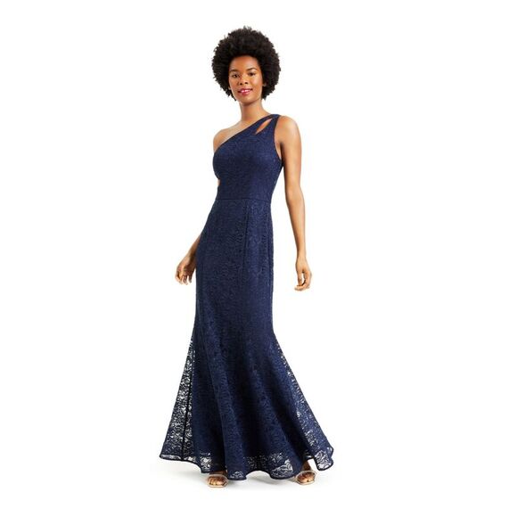 BCX | Dresses | Nwt Bcx Womens Navy Oneshoulder Sleeveless Maxi Formal ...